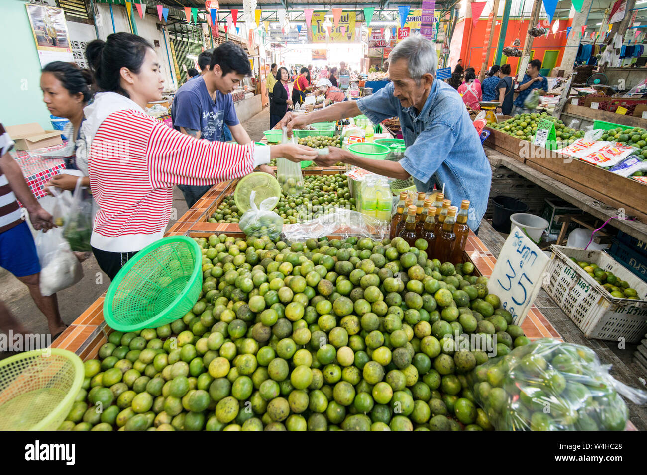 thai orange at the food market in the city of Phrae in the north of ...