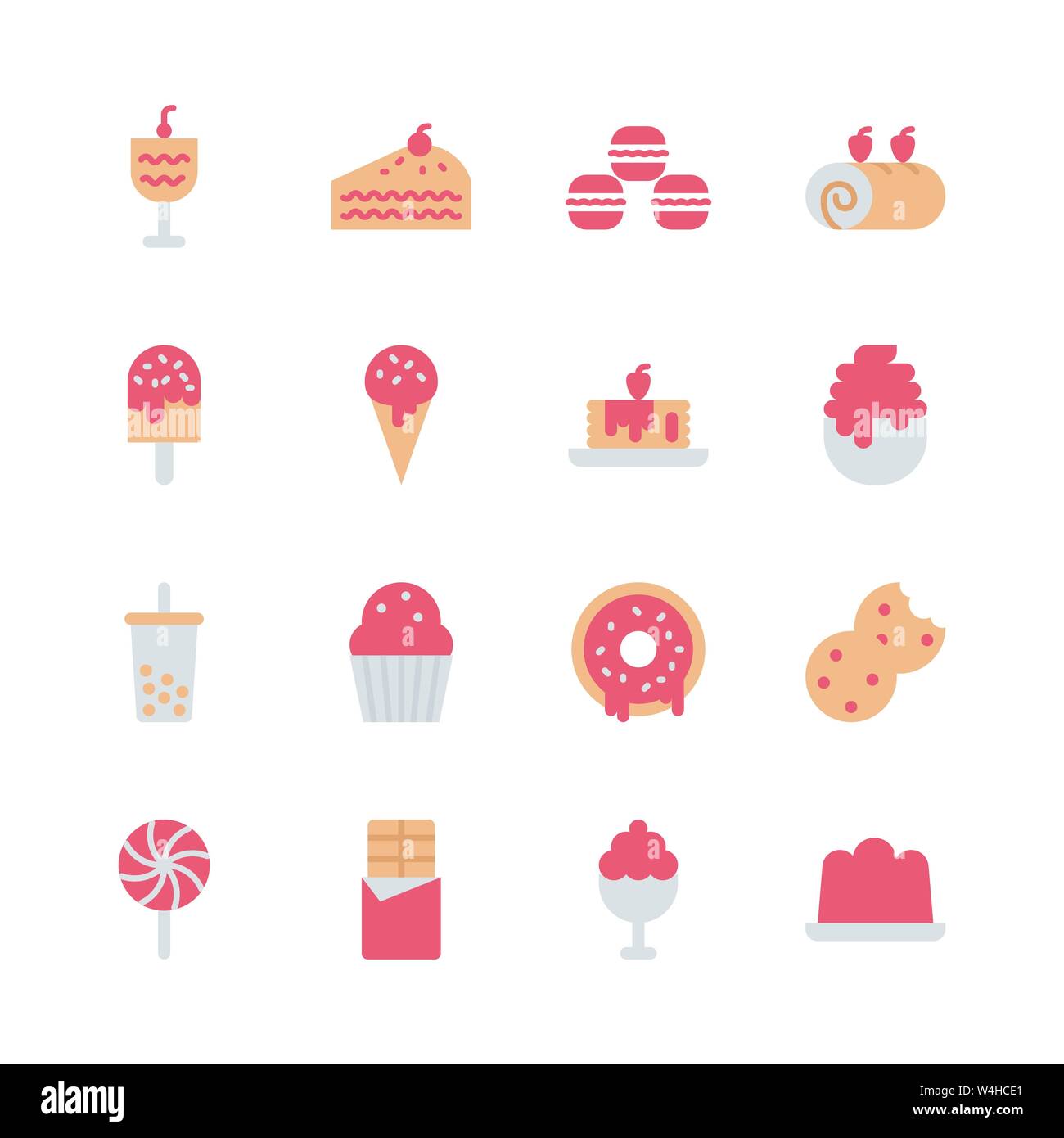 Dessert icon set in flat design .Vector illustration Stock Vector Image ...