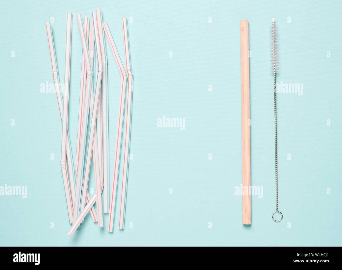 Natural organic Organic reed straw and a lot of plastic tubes. Concept ...