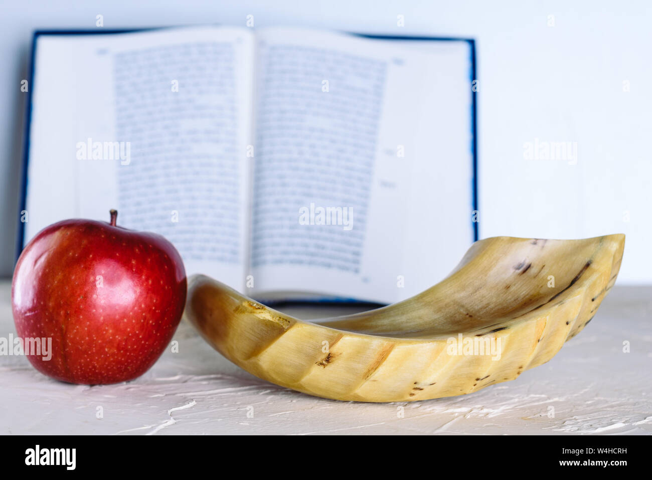 Rosh Ha Shana - Jewish new year composition of an red apple, Torah and ...