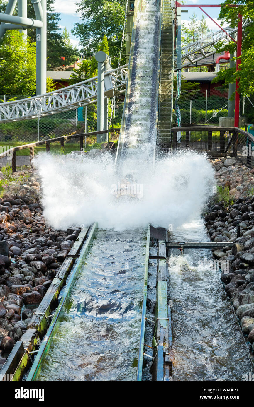 Fun water ride Log river in amusement park at summer Stock Photo - Alamy
