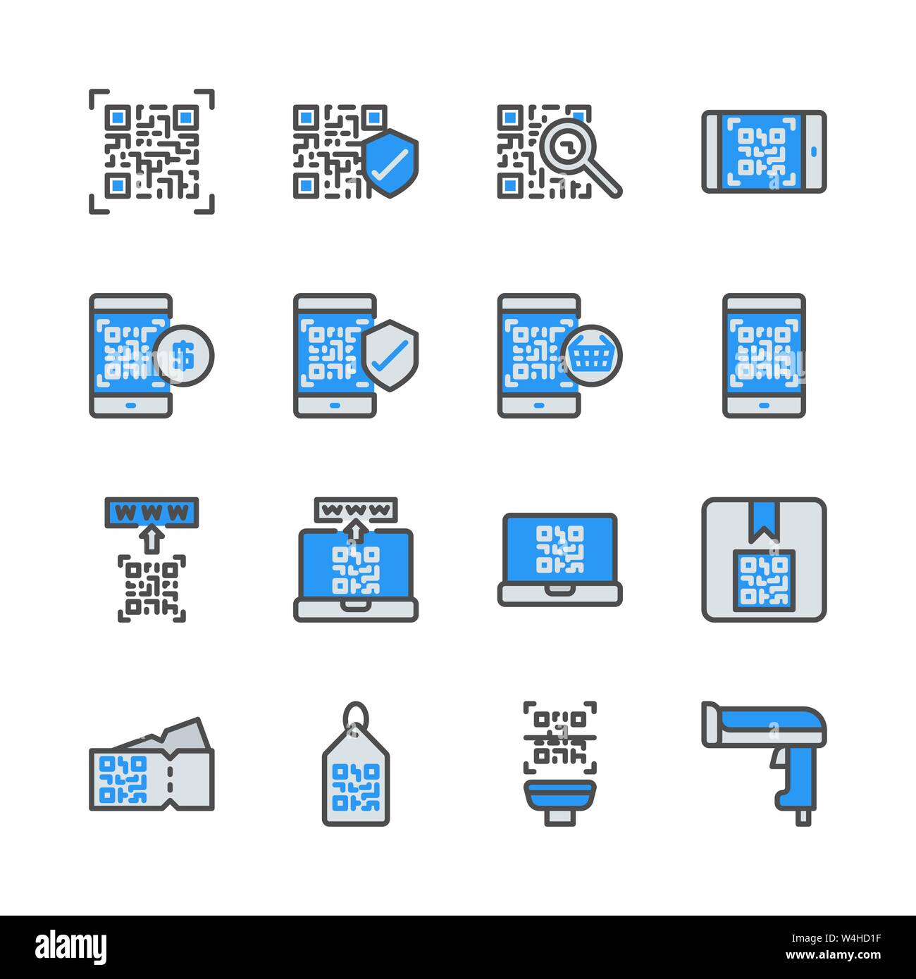 Qr code related in colorline icon set.Vector illustration Stock Vector ...