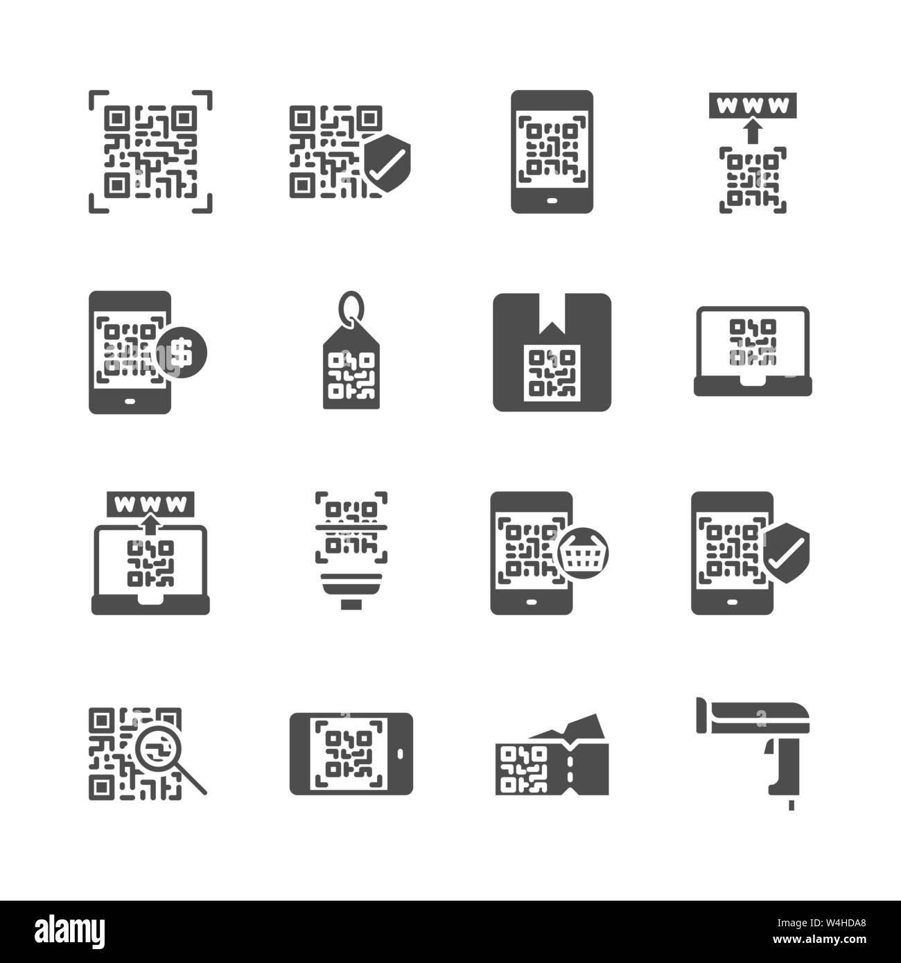 Qr code related in glyph icon set.Vector illustration Stock Vector ...