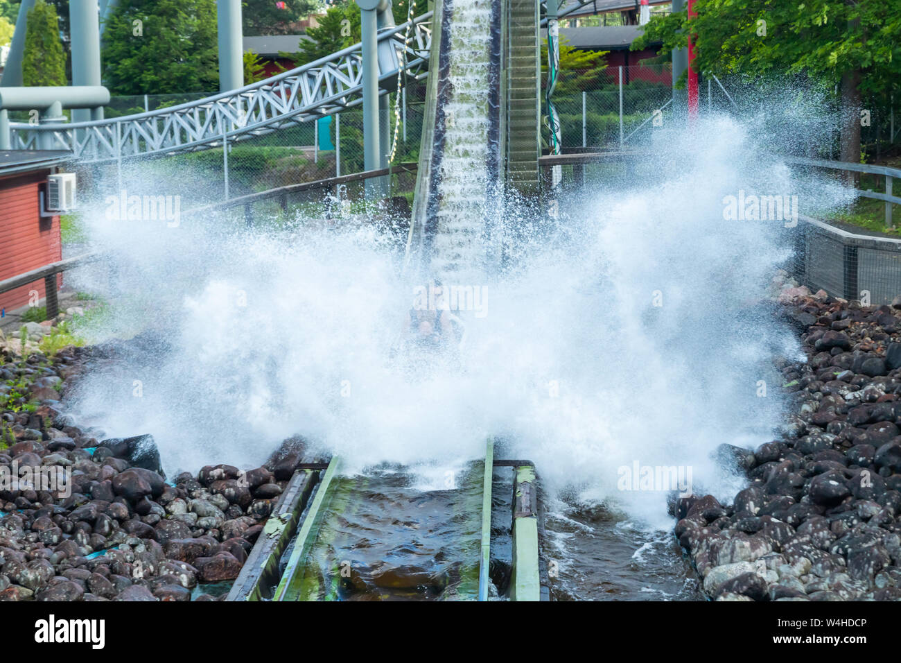 Fun water ride Log river in amusement park at summer Stock Photo - Alamy