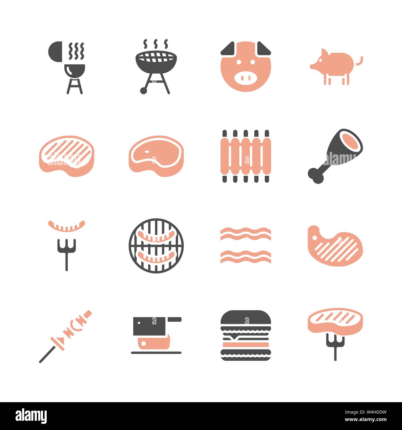 Pork related in glyph icon set.Vector illustration Stock Vector Image ...