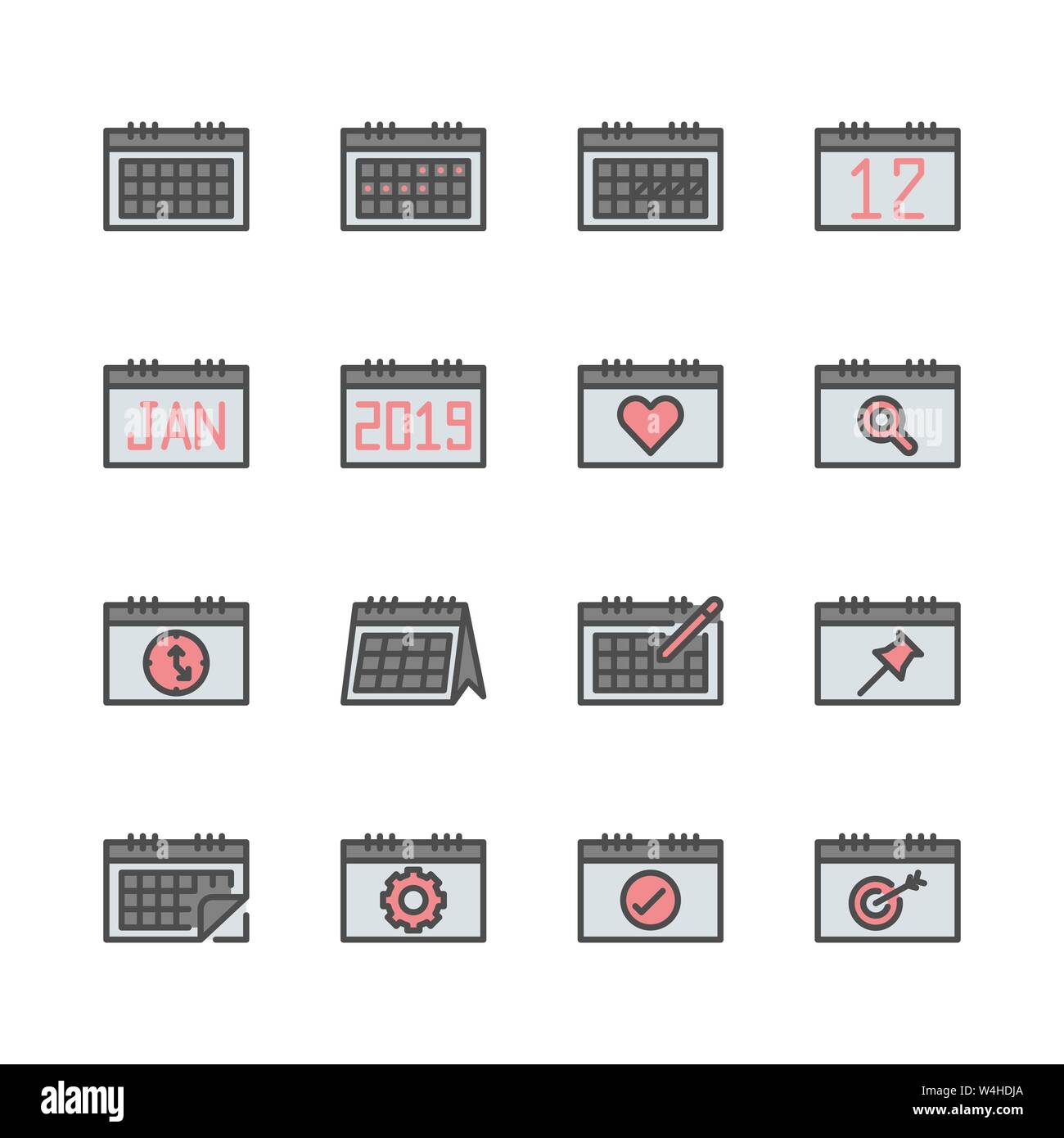 Calendar related in colorline icon set.Vector illustration Stock Vector ...