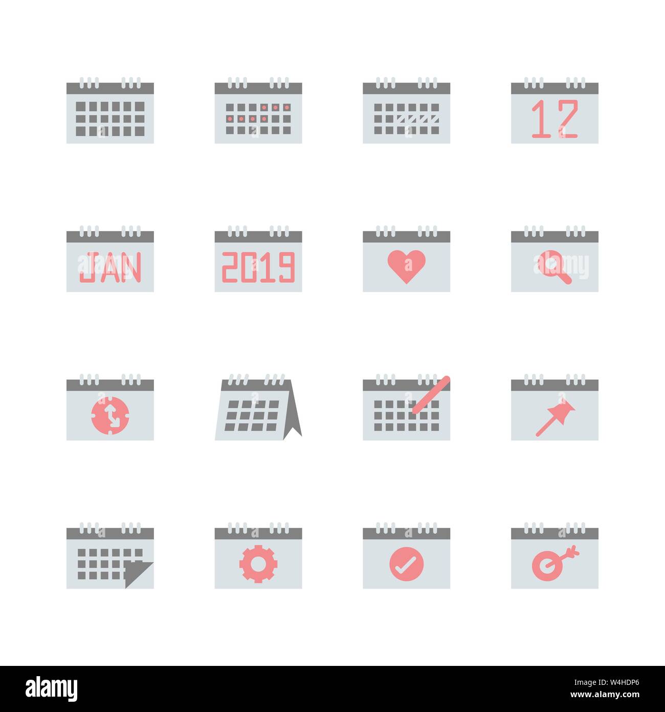 Calendar related in flat icon set.Vector illustration Stock Vector ...