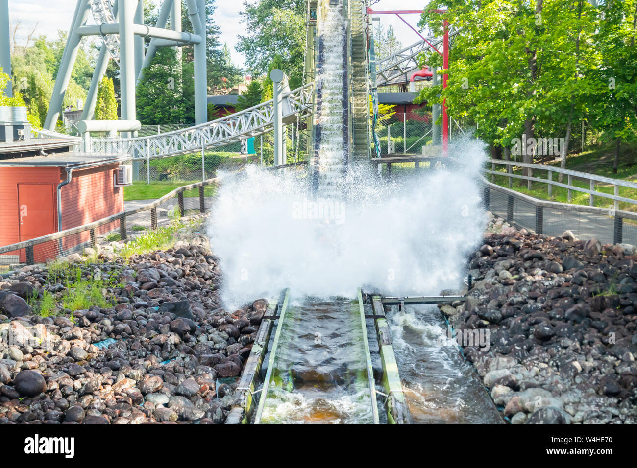 Fun water ride Log river in amusement park at summer Stock Photo - Alamy