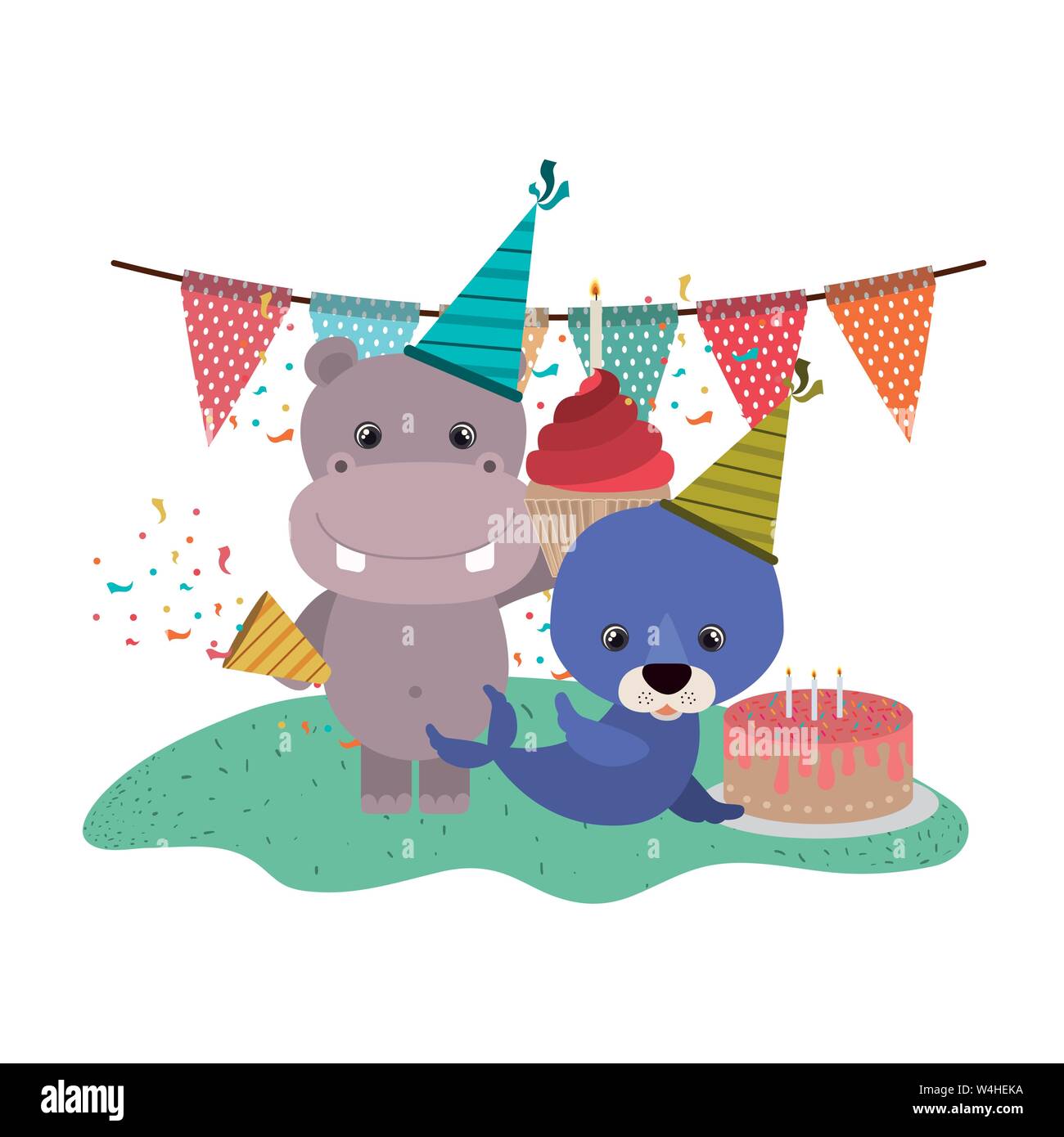 card of celebration with animals Stock Vector Image & Art - Alamy