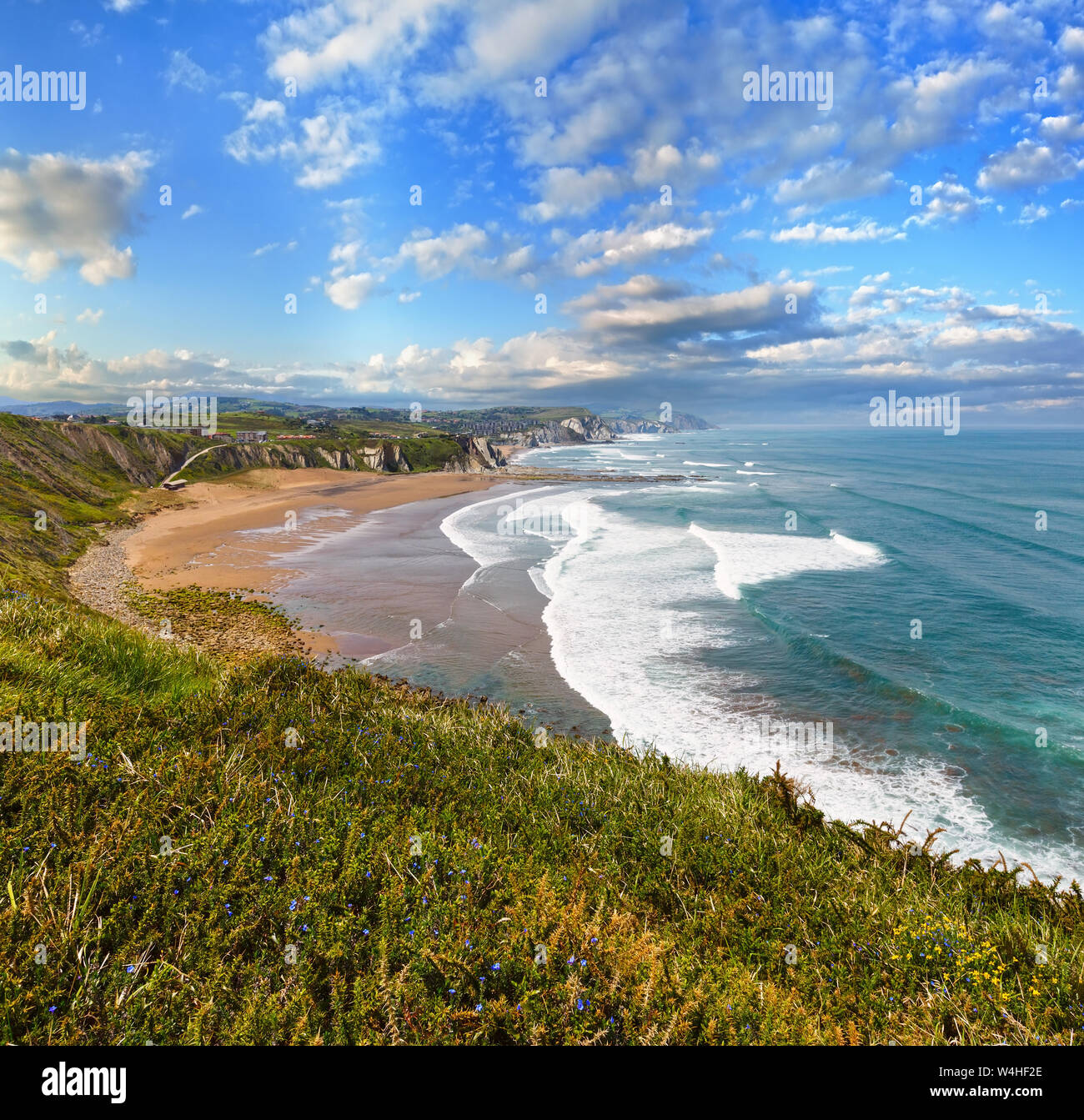 Beach Azkorri or Gorrondatxe in Getxo town, Biscay, Basque Country ...