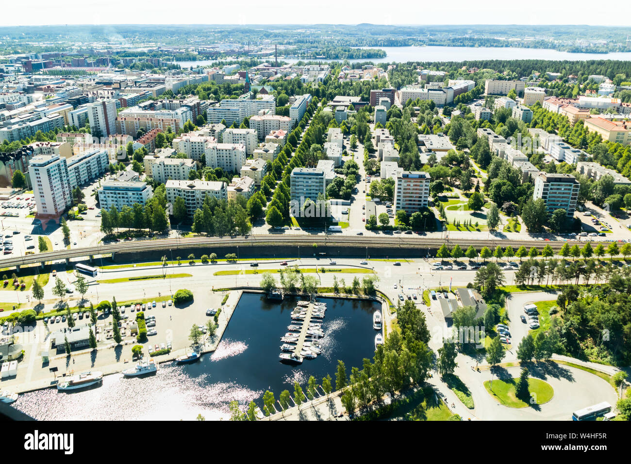 Beautiful top view of the Tampere city at summer day, Finland Stock ...