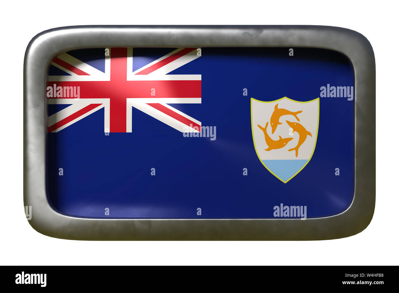 3d rendering of an Anguilla flag on a rusty sign isolated on white ...