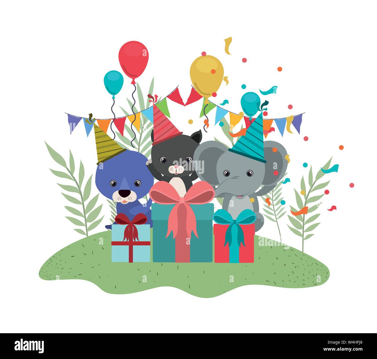 card of celebration with animals Stock Vector Image & Art - Alamy
