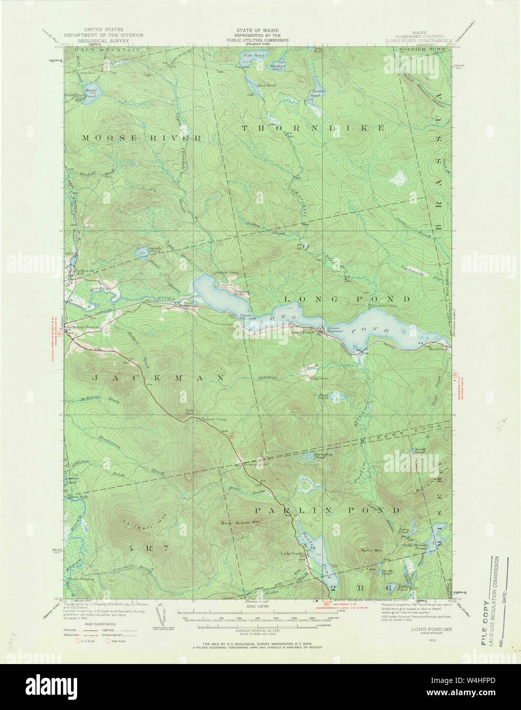 Maine USGS Historical Map Long Pond 306647 1922 62500 Restoration Stock ...
