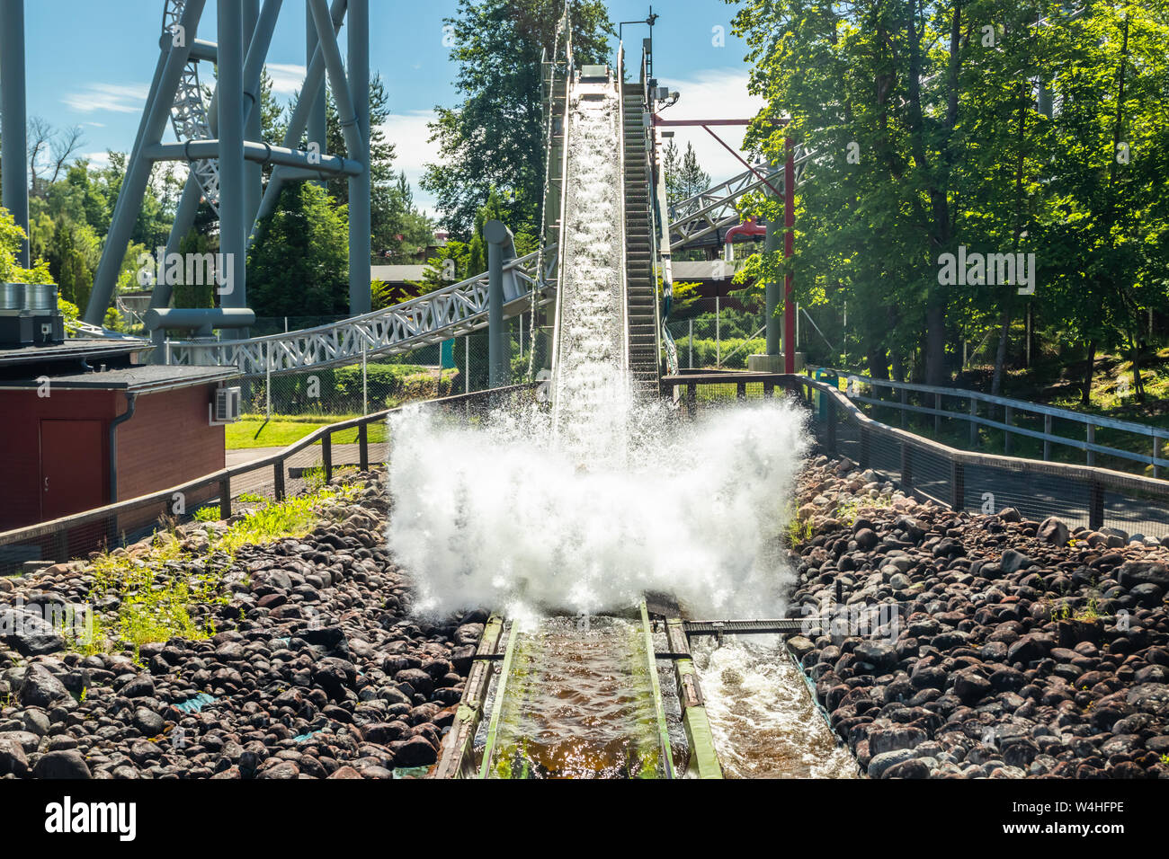 Fun water ride Log river in amusement park at summer Stock Photo - Alamy