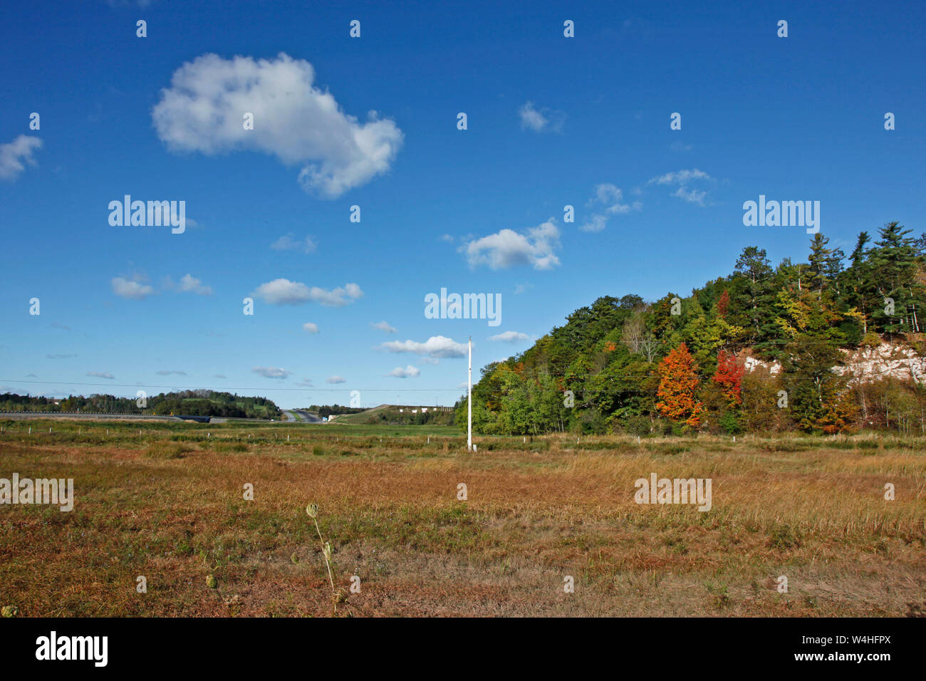 St. Croix, Nova Scotia- October 8, 2010: White cliffs and autumn leaves ...