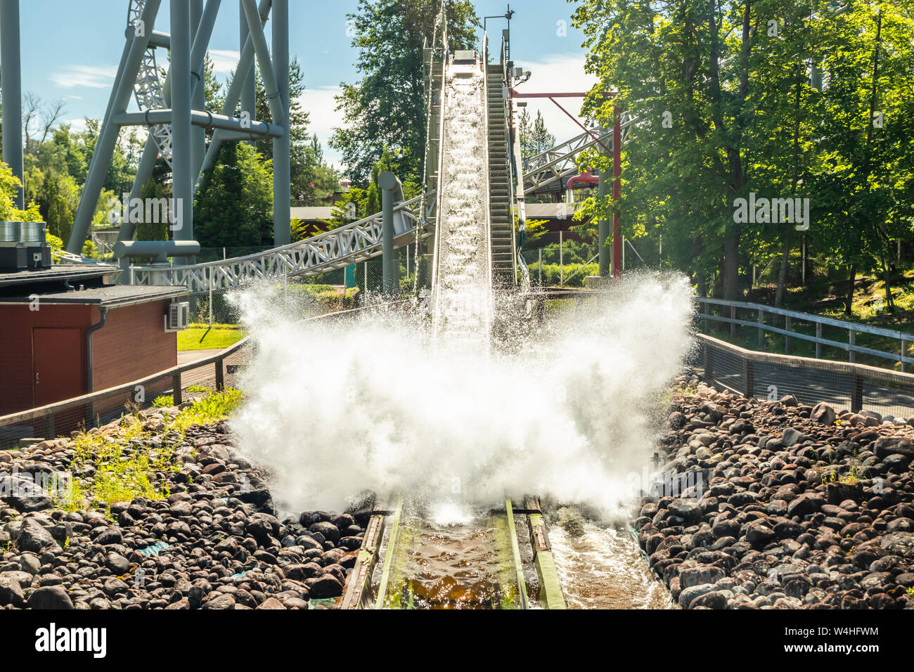 Fun water ride Log river in amusement park at summer Stock Photo - Alamy