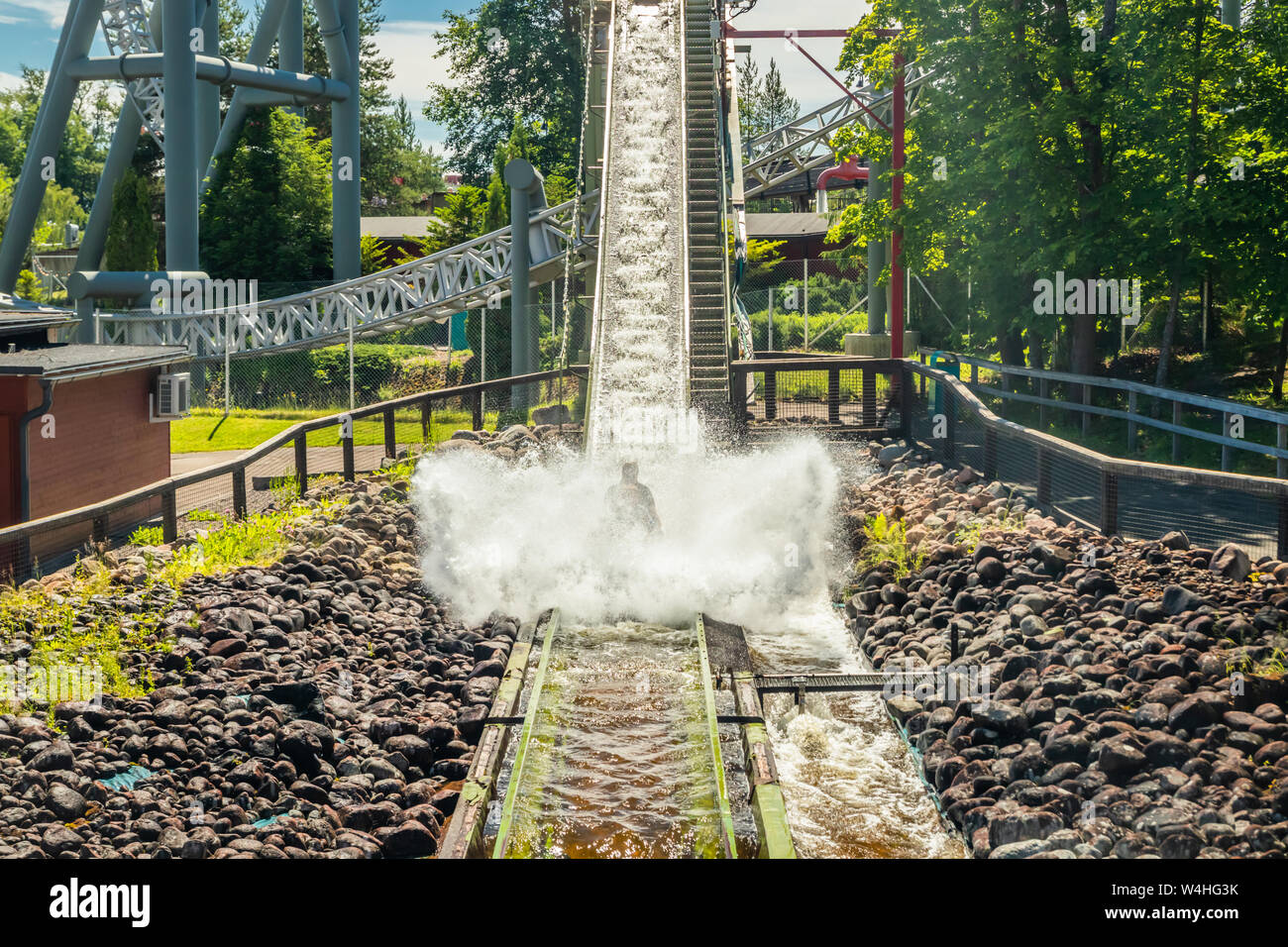 Fun water ride Log river in amusement park at summer Stock Photo - Alamy