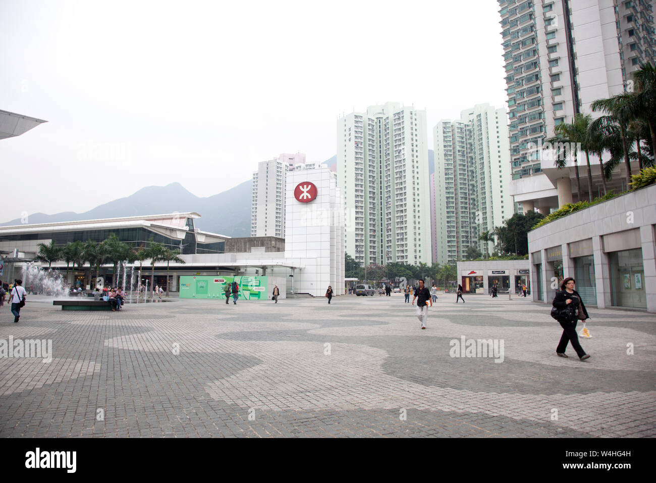 Tung Chung, Hong Kong: December 6, 2011: An open courtyard in the ...