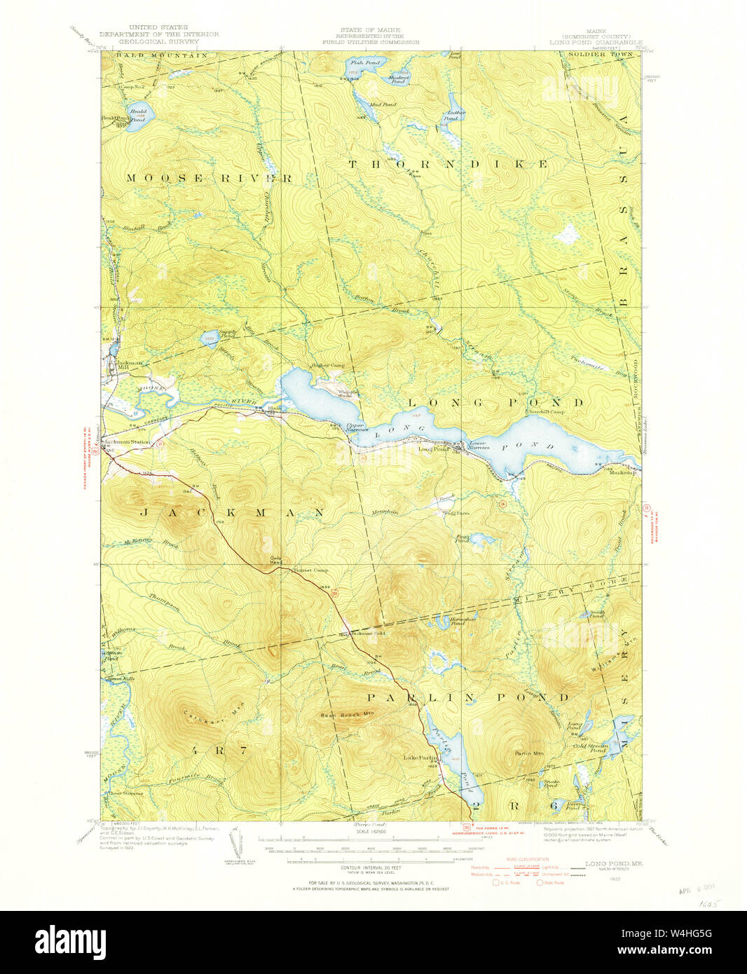 Maine USGS Historical Map Long Pond 460580 1922 62500 Restoration Stock ...