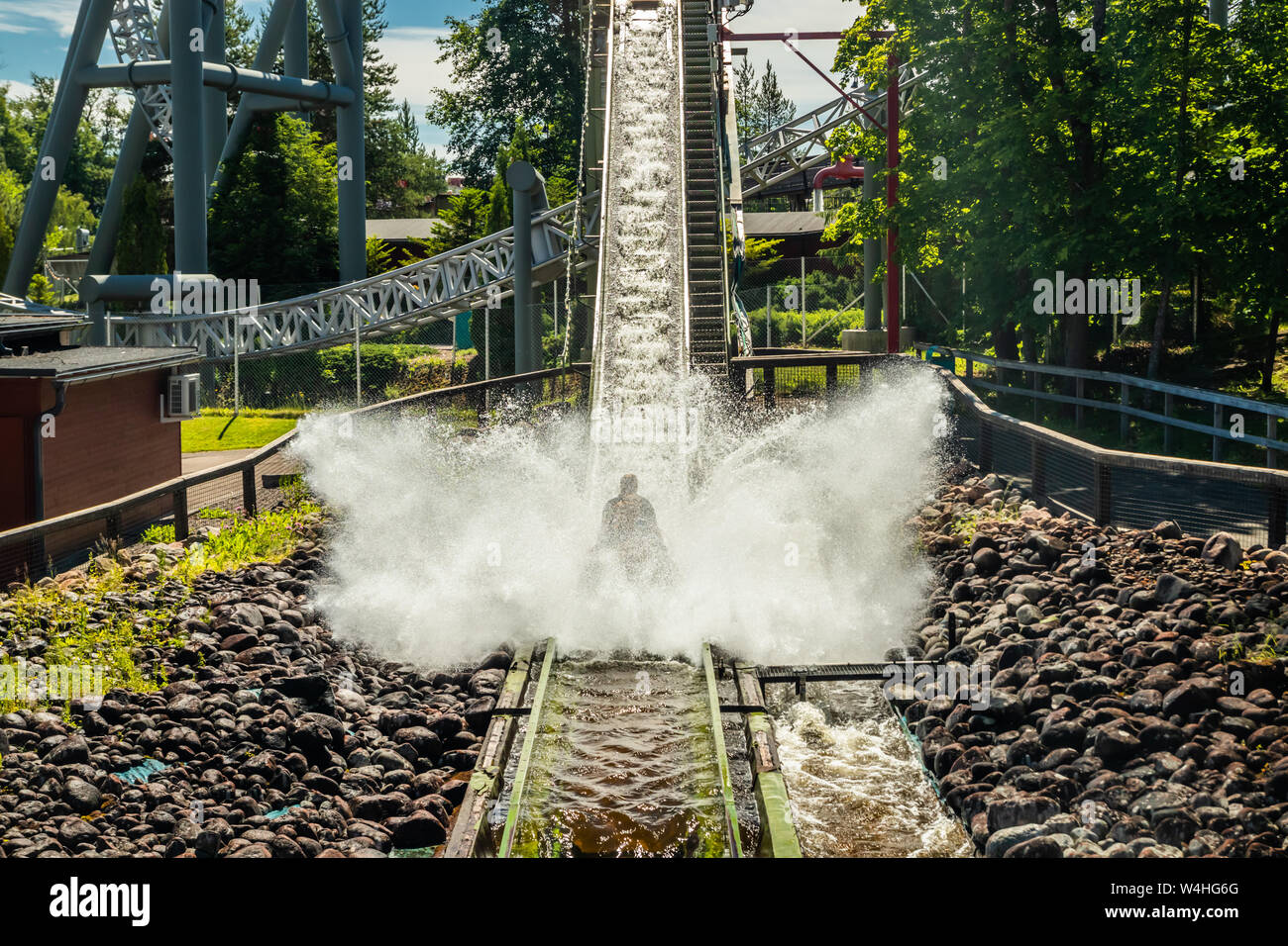 Fun water ride Log river in amusement park at summer Stock Photo - Alamy