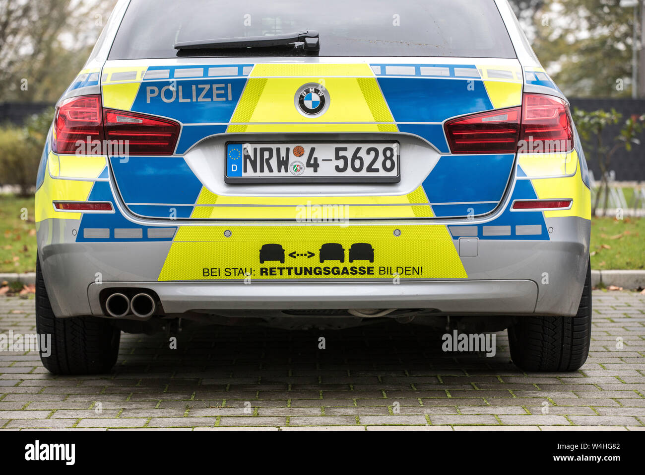 Police patrol car of the police NRW, with reference to the rescue lane ...