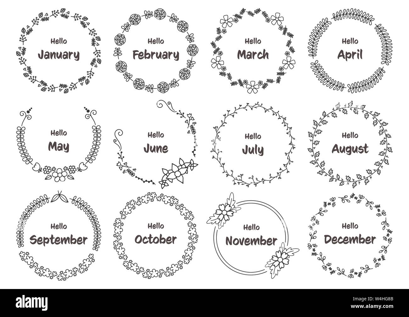 Round hand drawn frames Stock Vector Images - Alamy