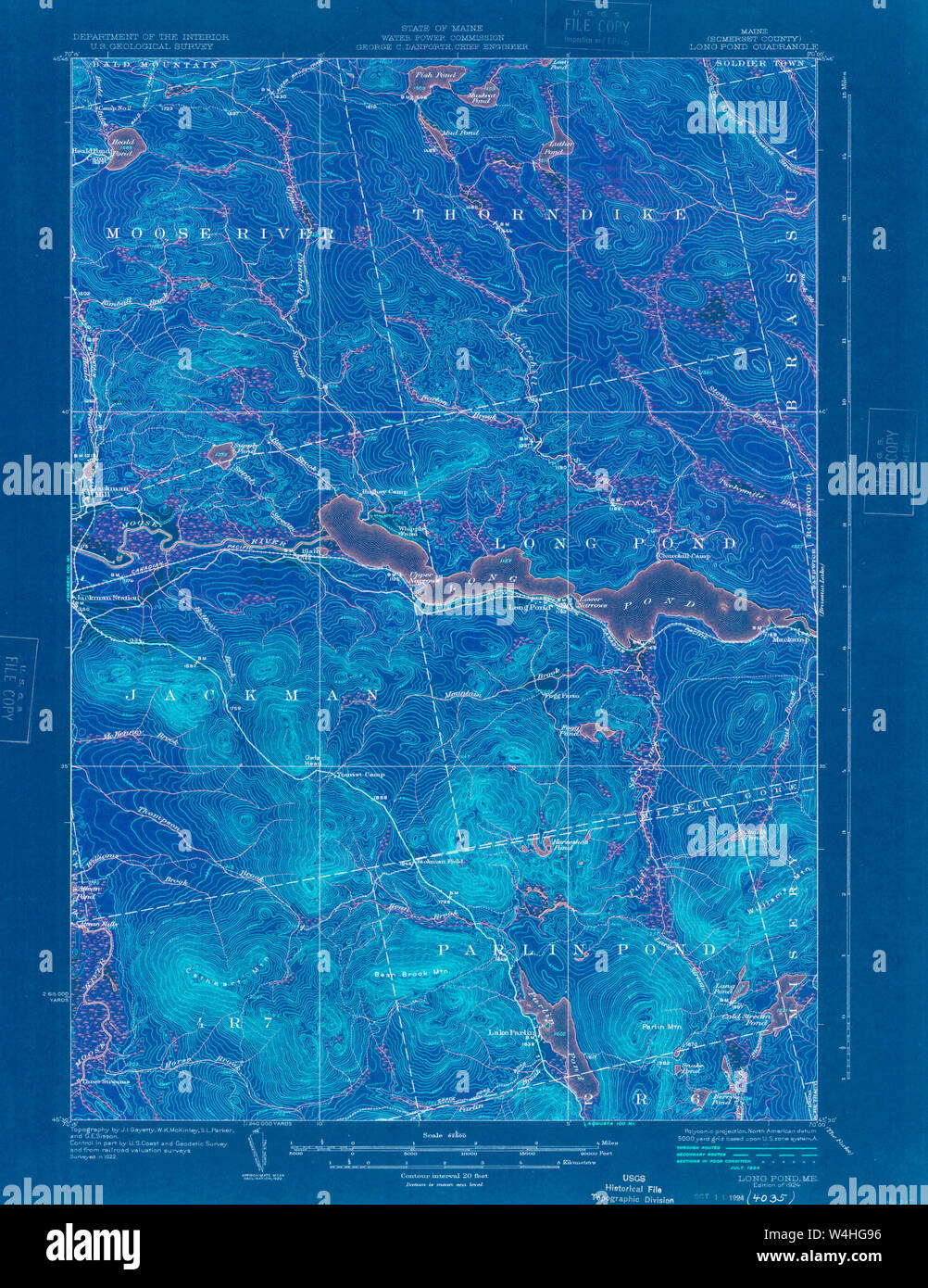 Maine USGS Historical Map Long Pond 807557 1924 62500 Inversion ...