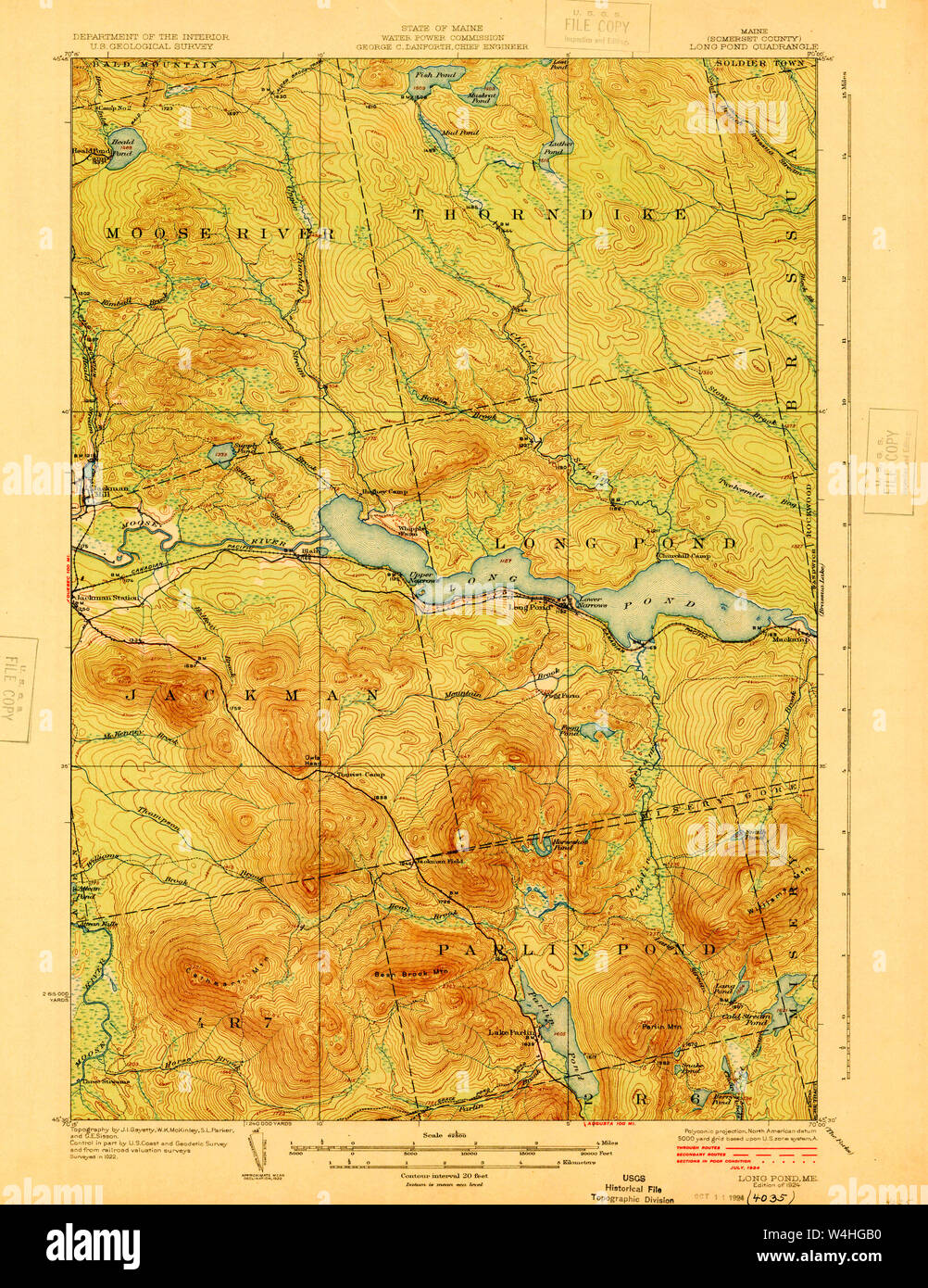 Maine USGS Historical Map Long Pond 807557 1924 62500 Restoration Stock ...