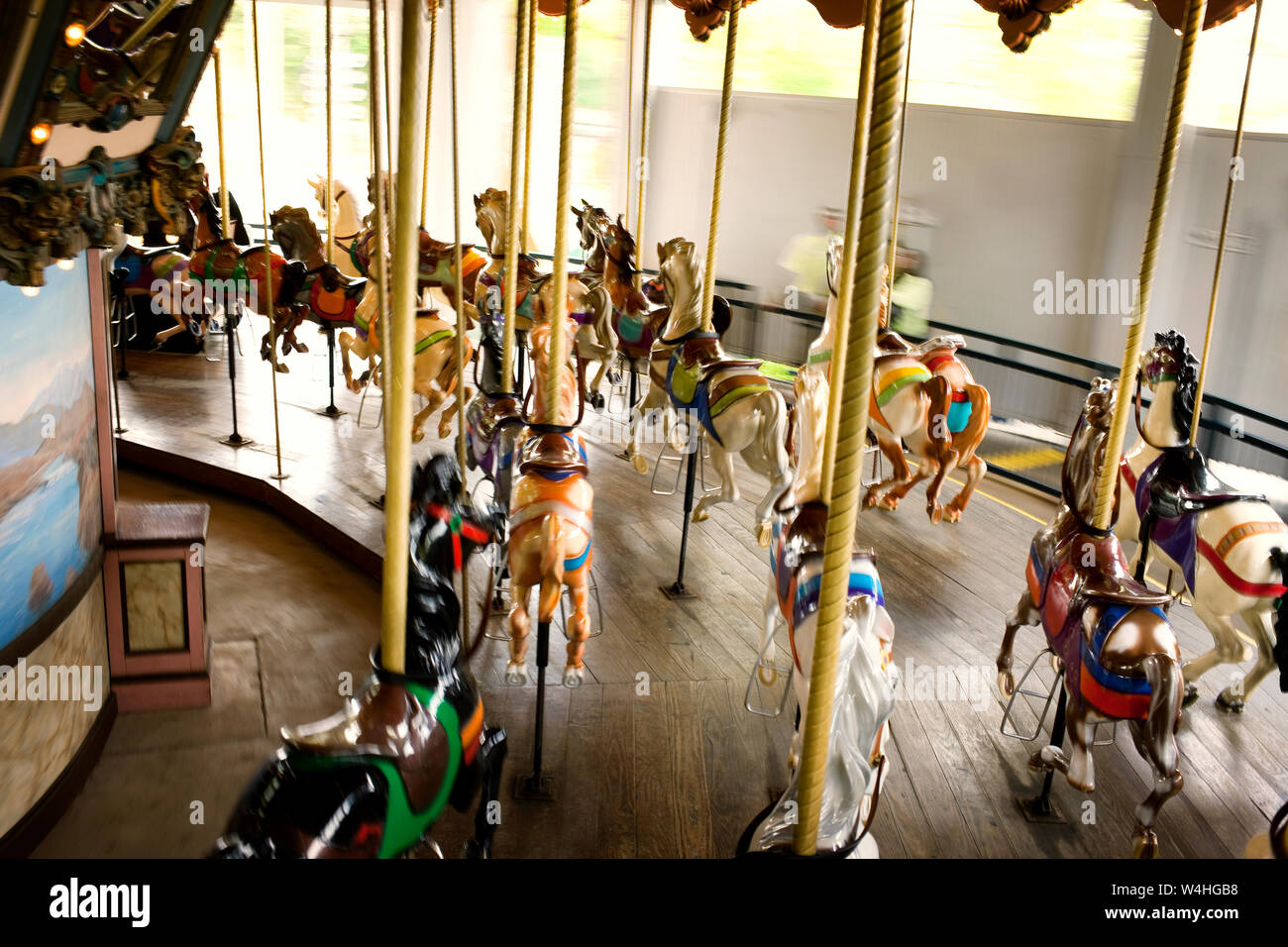 Empty carousel at an amusement park Stock Photo - Alamy