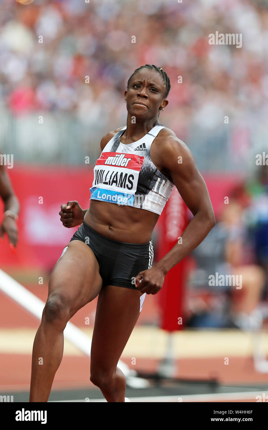 Danielle WILLIAMS (Jamaica) celebrating victory in the Women's 100m ...