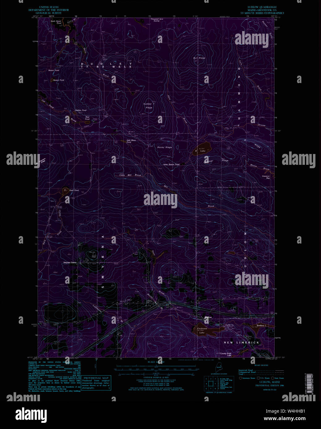 Maine USGS Historical Map Ludlow 102708 1986 24000 Inversion ...