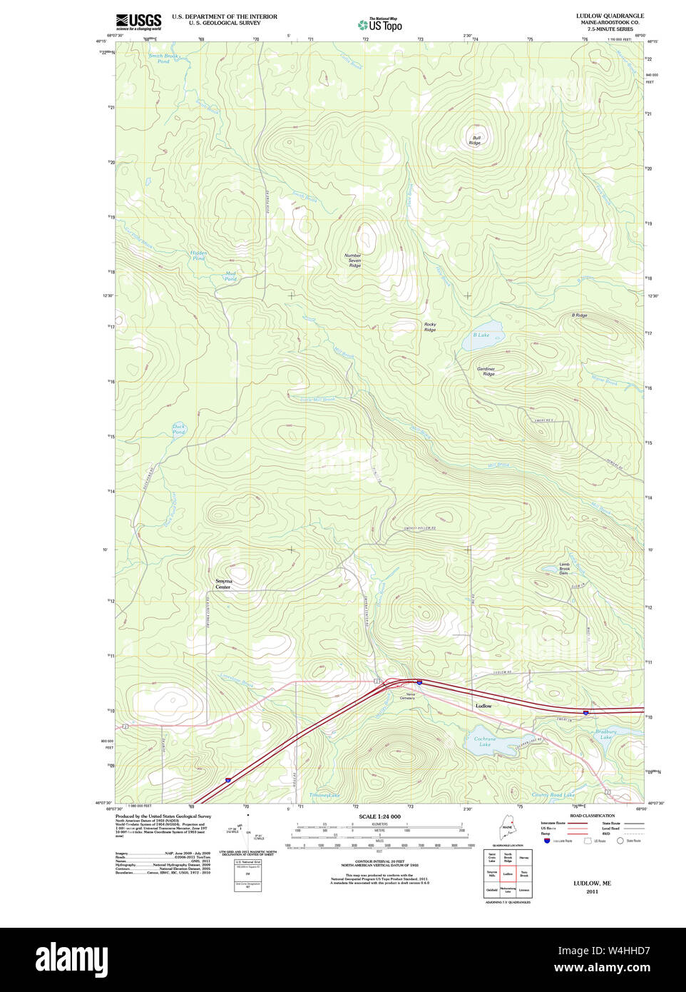 Maine USGS Historical Map Ludlow 20110913 TM Restoration Stock Photo ...