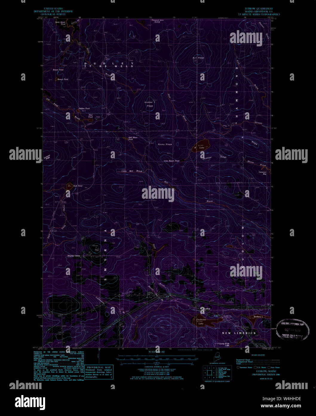 Maine USGS Historical Map Ludlow 460585 1986 24000 Inversion ...