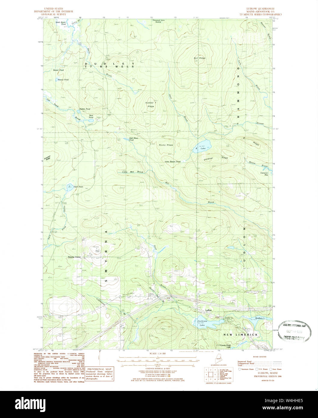 Maine USGS Historical Map Ludlow 460585 1986 24000 Restoration Stock ...