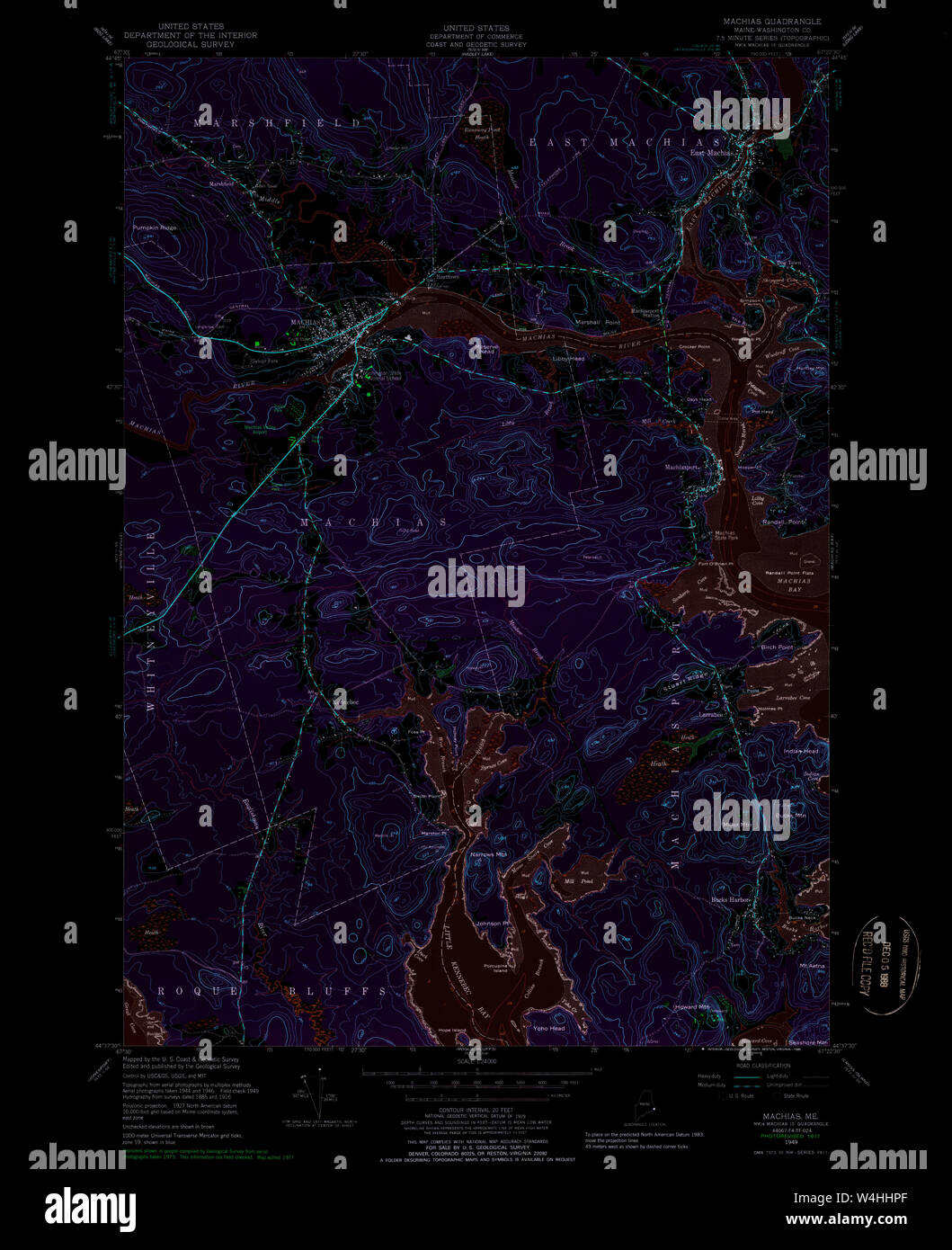 Maine USGS Historical Map Machias 460590 1949 24000 Inversion ...