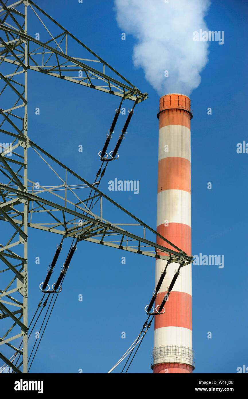 industrial chimneys at power plant in Germany Stock Photo - Alamy