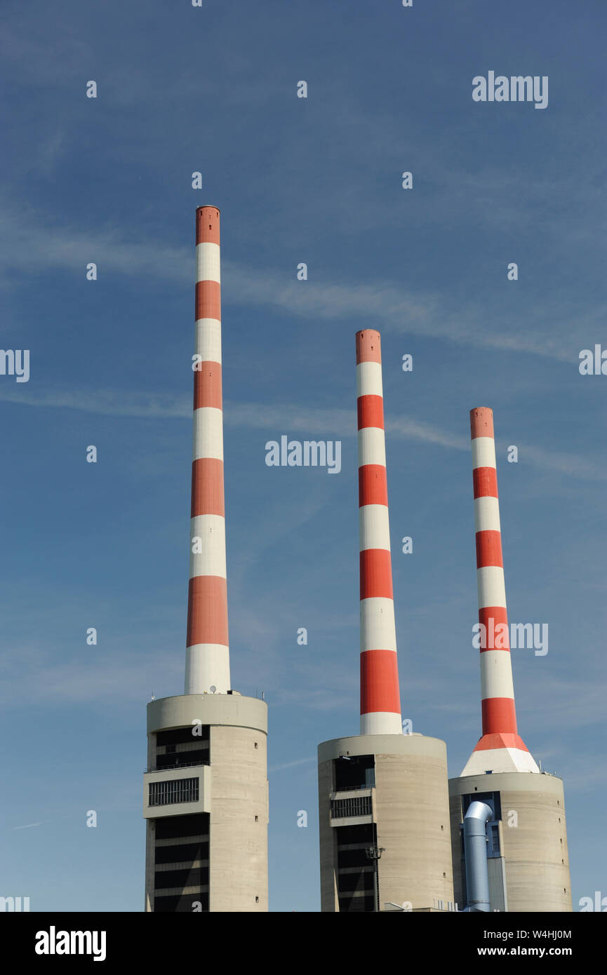 industrial chimneys at power plant in Germany Stock Photo - Alamy