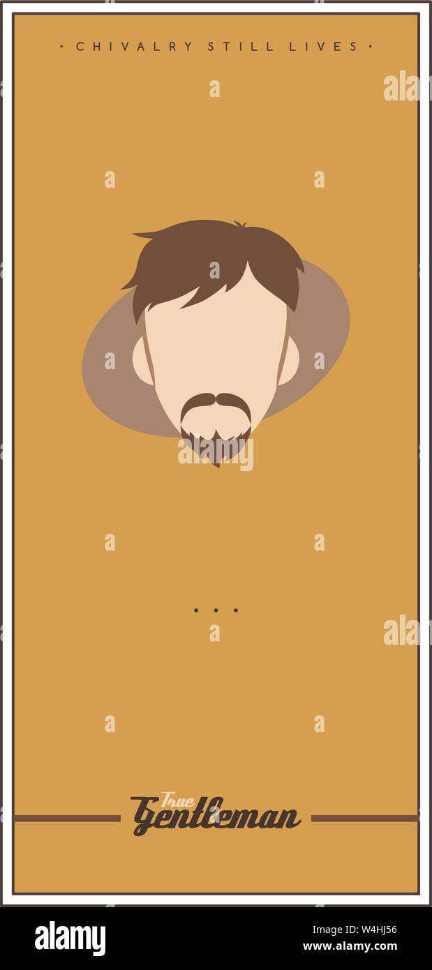 retro true gentleman hipster chivalry theme flyer poster vector art ...