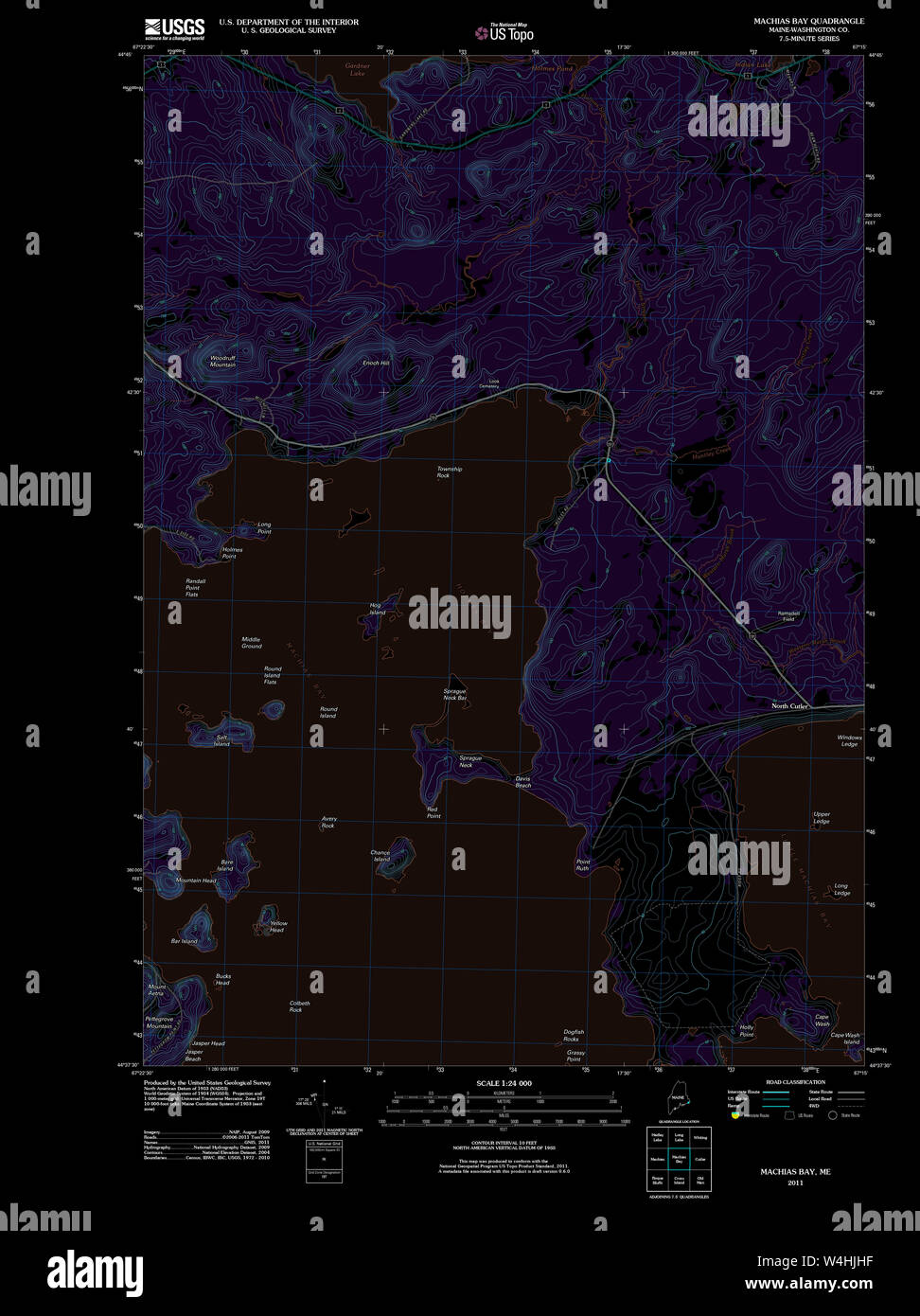 Maine USGS Historical Map Machias Bay 20110830 TM Inversion Restoration ...
