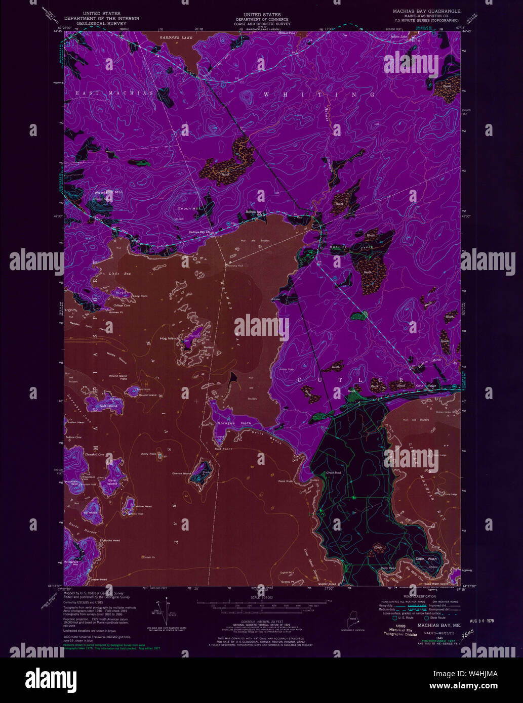 Maine USGS Historical Map Machias Bay 806875 1949 24000 Inversion ...