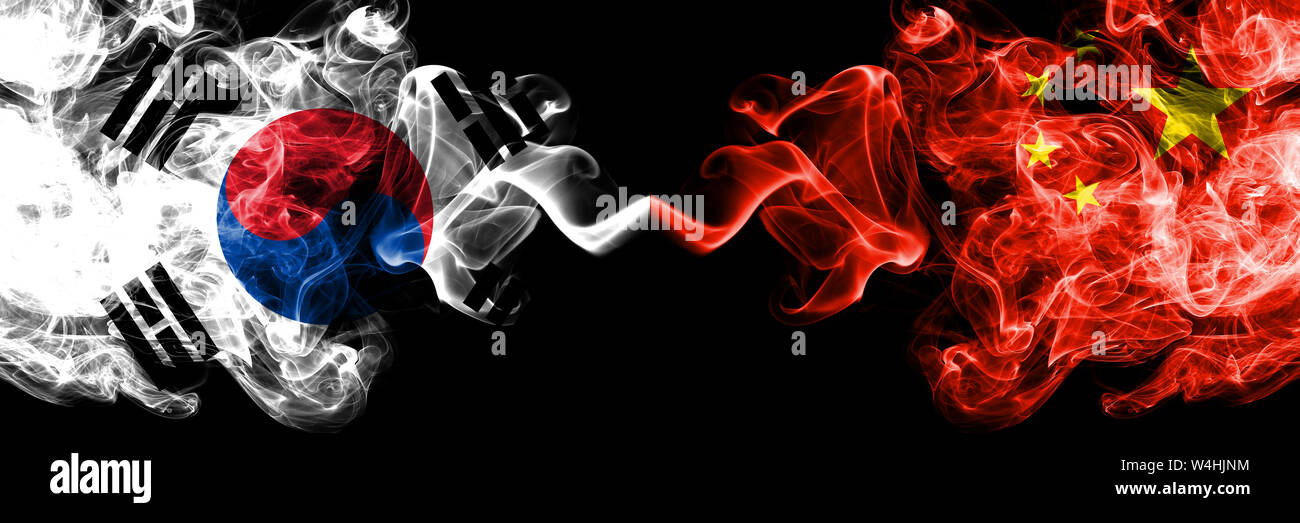 South korea vs china flags hi-res stock photography and images - Alamy