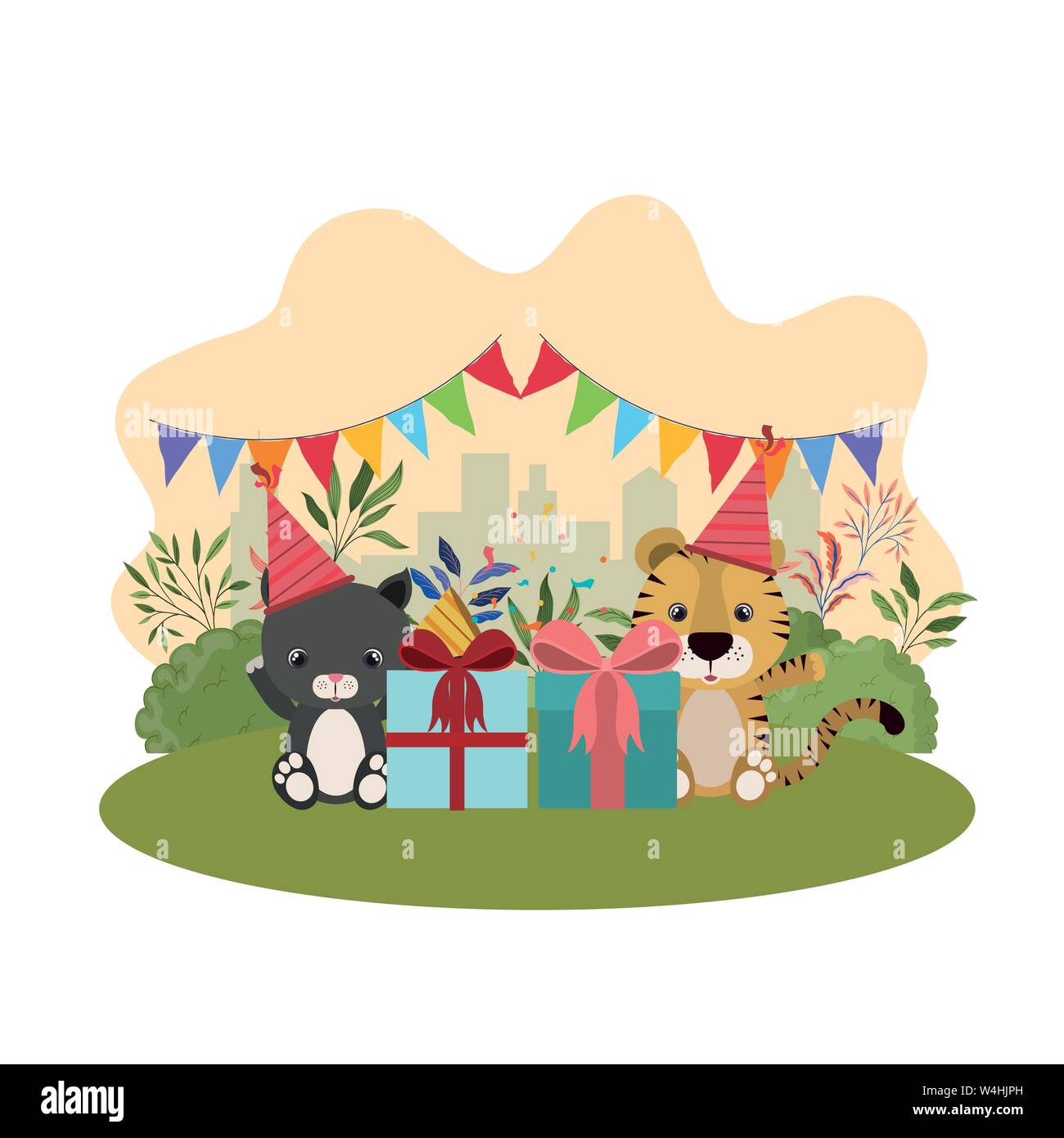 card of celebration with animals Stock Vector Image & Art - Alamy