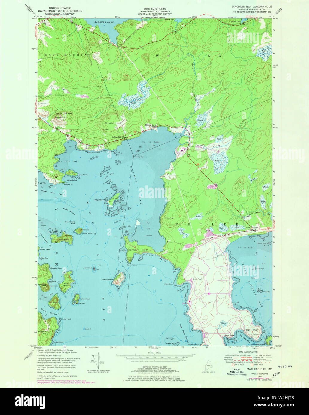 Maine USGS Historical Map Machias Bay 806875 1949 24000 Restoration ...