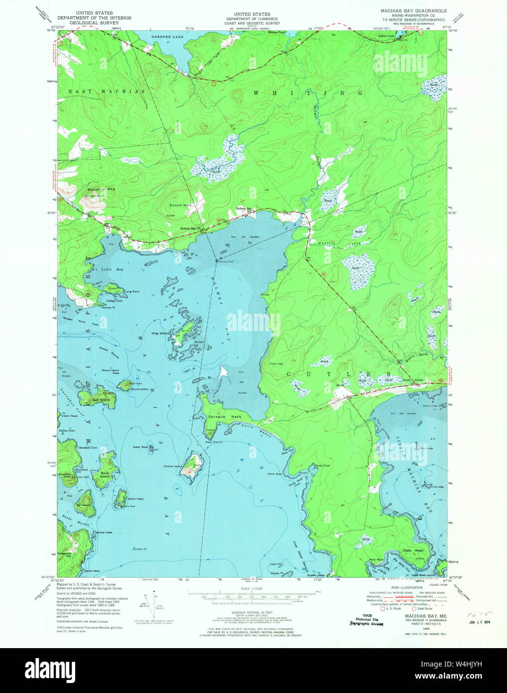Maine USGS Historical Map Machias Bay 806876 1949 24000 Restoration ...