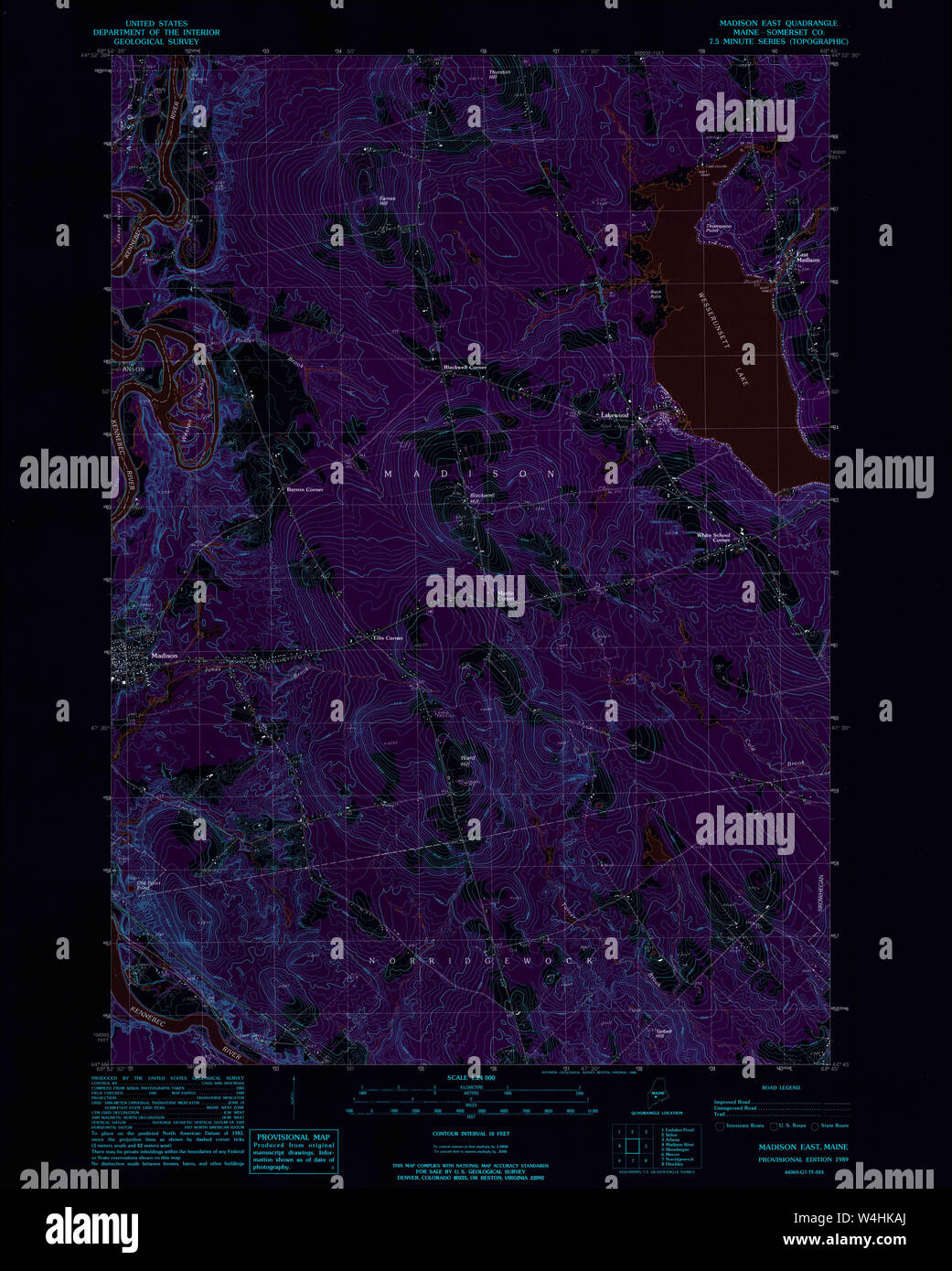 Maine USGS Historical Map Madison East 102714 1989 24000 Inversion ...
