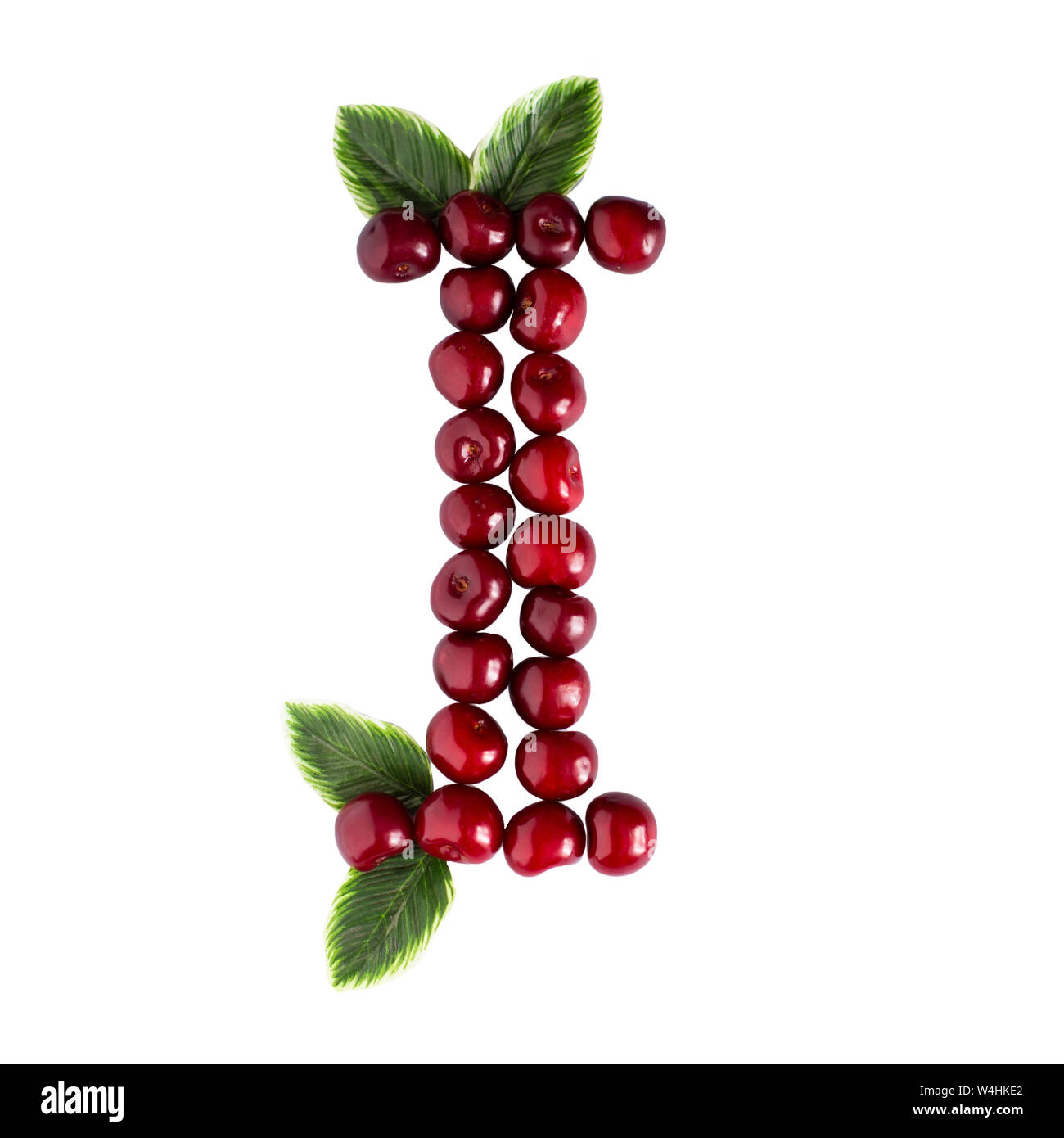 One English letter I Alphabet of ripe cherries. Isolate on white ...
