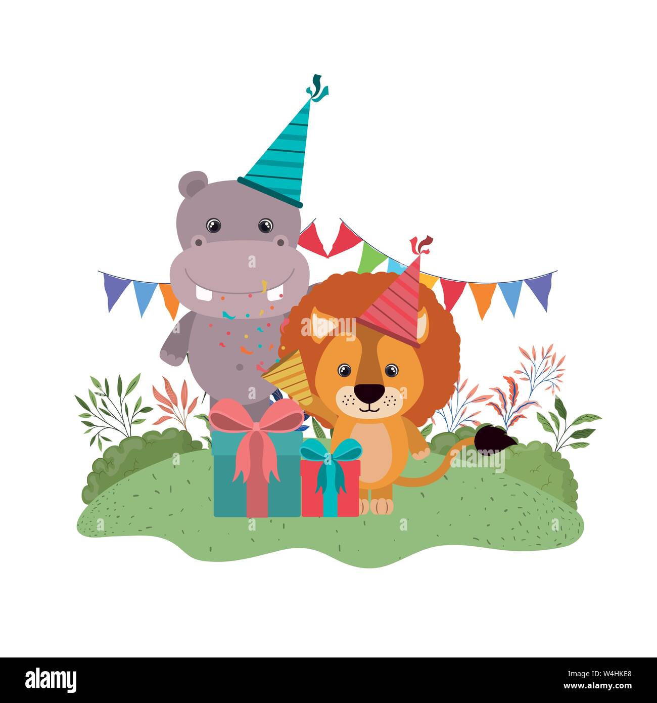 card of celebration with animals Stock Vector Image & Art - Alamy