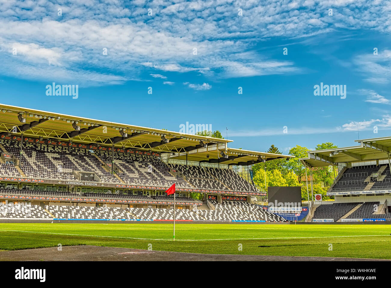 TRONDHEIM, NORWAY - JULY 18, 2019: The Lerkendal Stadion is an all ...