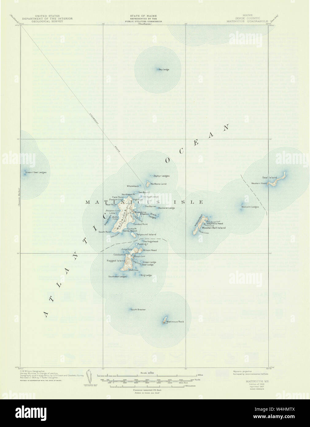 Maine USGS Historical Map Matinicus 306654 1906 62500 Restoration Stock ...